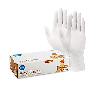 Med PRIDE Vinyl Gloves| Large Box of 100| 4.3 mil Thick, Powder-Free, Non-Sterile, Heavy Duty Disposable Gloves| Professional Grade for Healthcare, Medical, Food Handling, and More