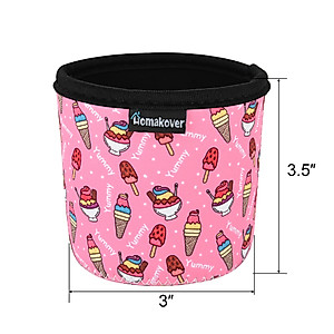 2 Pack Ice Cream and Leopard Pattern Pint Size Ice Cream Sleeves Neoprene Cover with Spoon Holder Cover (Ice Cream (2PCS))