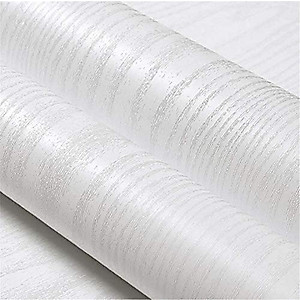 Yancorp Textured White Contact Paper Peel and Stick Wallpaper, White Wood Contact Paper for Cabinets,Pull and Stick Countertops Contact Paper for Countertops Shelf Liner