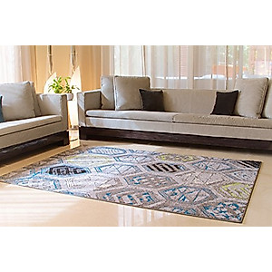 Luxury Distressed Modern Rugs for Living Rooms Large 8x11 Area Rugs on Clearance under 100 Gray Blue Green Black 8x10 Contemporary Rugs Dining Room Rugs, Large 8x11