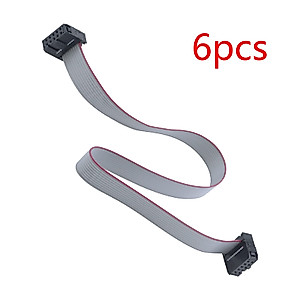 Antrader 6 Pieces 2.54 mm Pitch 10 Pin F/F IDC Flat Ribbon Cable Connector Dual Row Data Cable 30cm