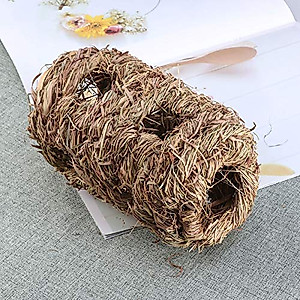 Small Animals Hideout House Grass Hideaway Tunnel Chew Toys Activity Center Nest Hut for Hamsters Guinea-Pig Gerbils Chinchillas (2 Pack Hideout Tunnel 7.5"×3.7")