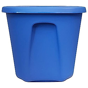 HOMZ 6610DWBLDC.04 10 Gallon Stackable and Nestable Heavy Duty Plastic Storage Container with 4 Way Handles, Capri Blue, (4 Pack)