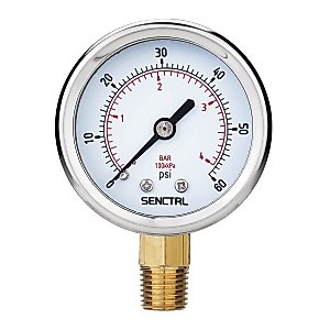 SENCTRL 0-60 Psi Pressure Gauge, 2" Dial, 1/4 Npt Lower Mount, Waterproof, Stainless Steel Case, for Swimming Pool Filter Pump Spa Water Air MTB Tire Pressure Test