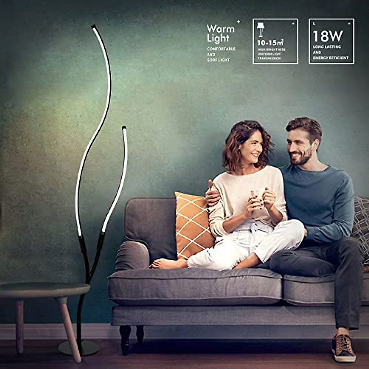 O'NEELDY LED Corner Floor Lamps, Black Branch Standing Lights with Foot Switches for Living Room, Bedroom, Reading Room (57 Inch Tall)