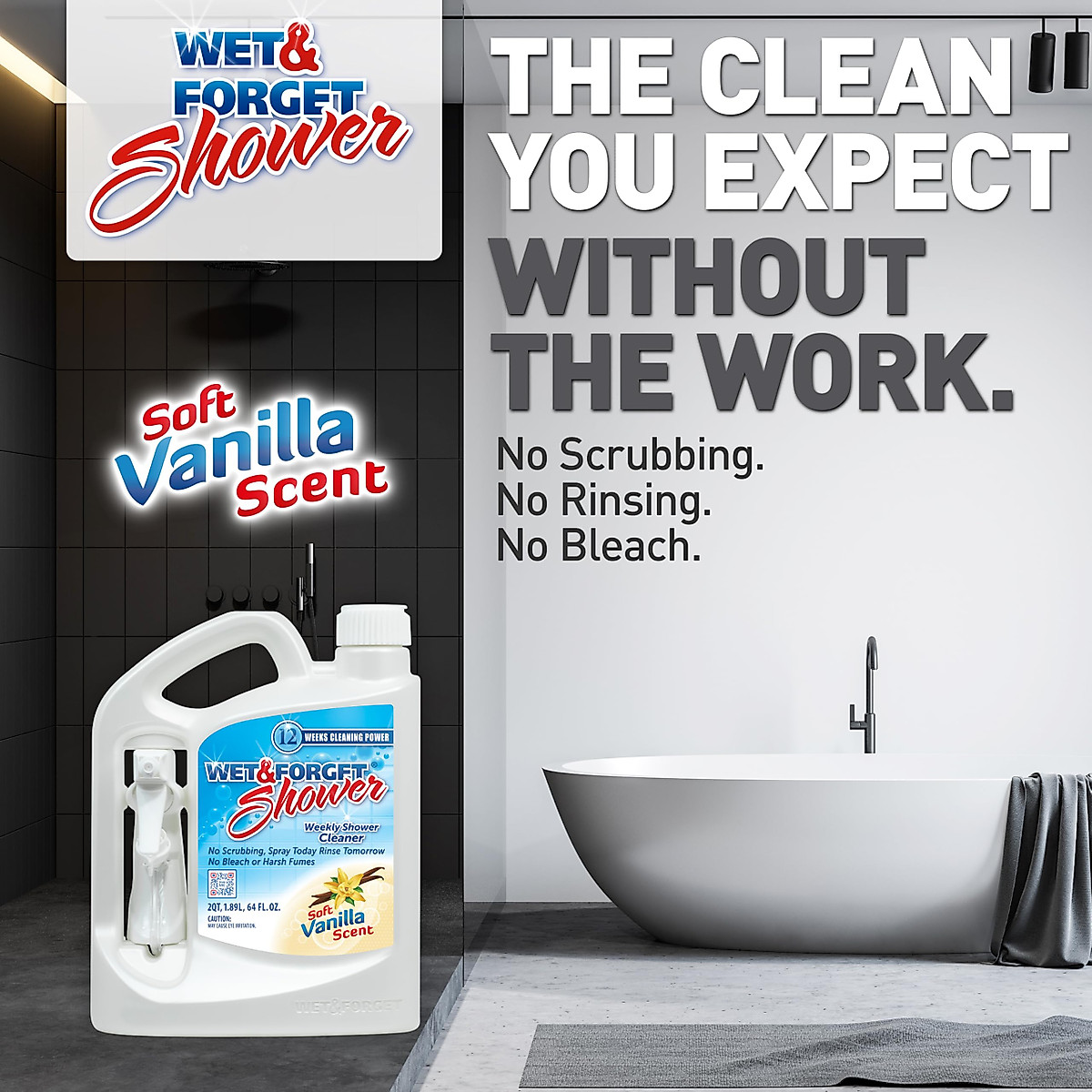 Wet & Forget Shower Cleaner Weekly Application Requires No Scrubbing, Bleach-Free Formula, 64 Ounce (Pack of 1)