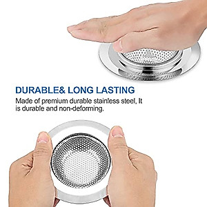 Rahano Kitchen Sink Strainer, Stainless Steel Drain Filter, Anti-Clogging Sink Drain Strainer, Basket Catcher With Large Wide Rim 4.5 inch Diameter, For Most Sink Drains, Dishwasher Safe