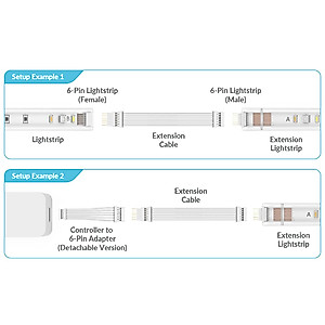 Litcessory Extension Cable for Philips Hue Lightstrip Plus (10ft, 2 Pack, White - Micro 6-PIN V4)