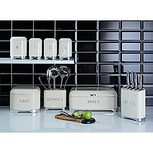 Kitchen Craft Lovello Retro 5-Piece Stainless Steel Knife Set and Knife Block – Vanilla Cream