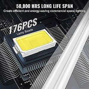 VEVOR 4 Pack LED Shop Light, 4 FT, 40W Linkable Shop Light Fixture, 4500 LM Surface & Hanging Mount Ceiling Lights 59 in Power Cords with ON/Off Switch, for Garage Warehouse Home Workkshop and Office