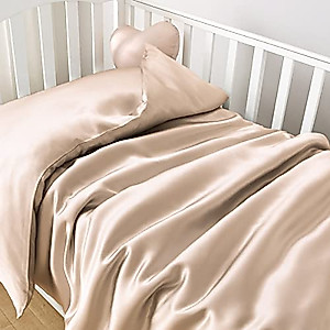 PROMEED Oeko Certified 22 Momme Silk Crib Duvet Cover for Toddler Bed, 100% Grade 6A Natural Silk Baby Crib Bedding for Kids Neutral, Hidden Zipper (Champagne, Crib)