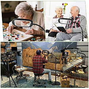 10X Magnifying Glass with Light and Stand, Desktop Hands Free Magnifier, Lighted Magnifying Glass for Close Work Reading Hobbies Crafts Repair