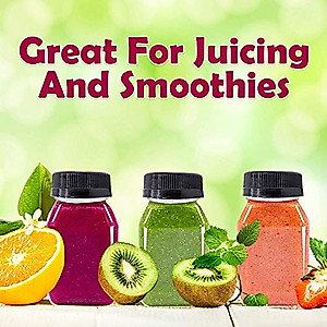 4 OZ Plastic Juice Bottles, Reusable Bulk Beverage Containers, Comes Black lid, for Juice, Milk and Other Beverages, 10 Pcs.