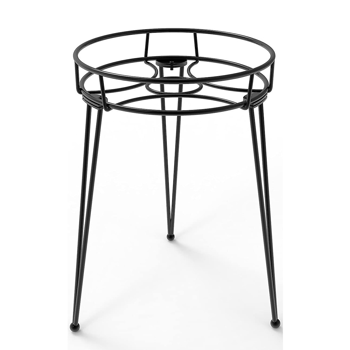 iLTreFlo Midcentury Modern Metal Potted Plant Stand 18.7 inches Tall Flower Pot Holder Large Rustproof Iron Garden Container Heavy Duty Rack for Planter,Black