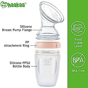 haakaa Gen.3 Manual Breast Pump Upgraded Multifuctional Silicone Breast Pump for Breastfeeding Moms to Collect Breast Milk Reusable(8oz/250ml, Peach)