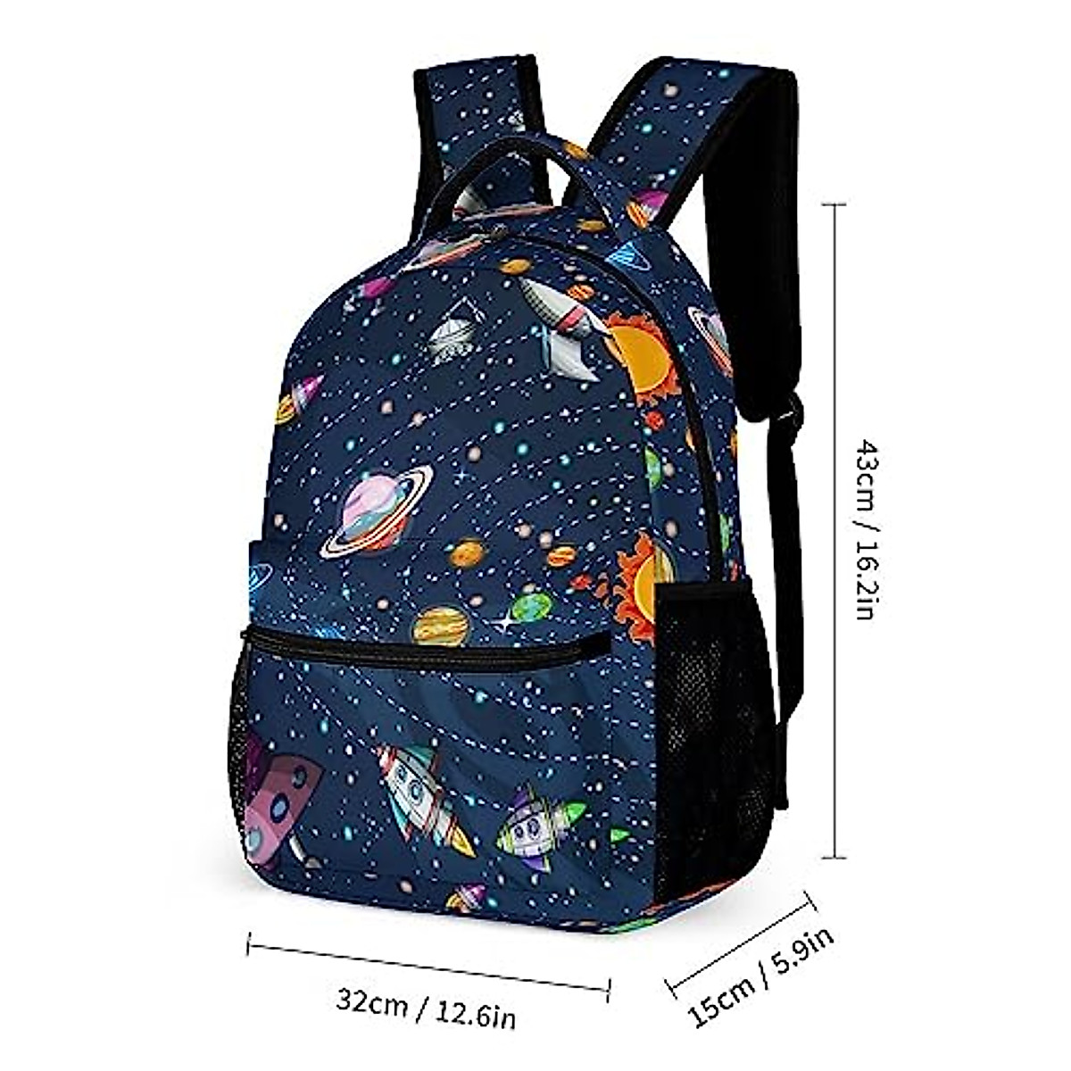 3PCS 17 Inch Space Backpack, Cartoon Galaxy Daypack Stylish Laptop Bag, Cool Shoulders Backpack with Adjustable Shoulder Strap(Space & Galaxy)