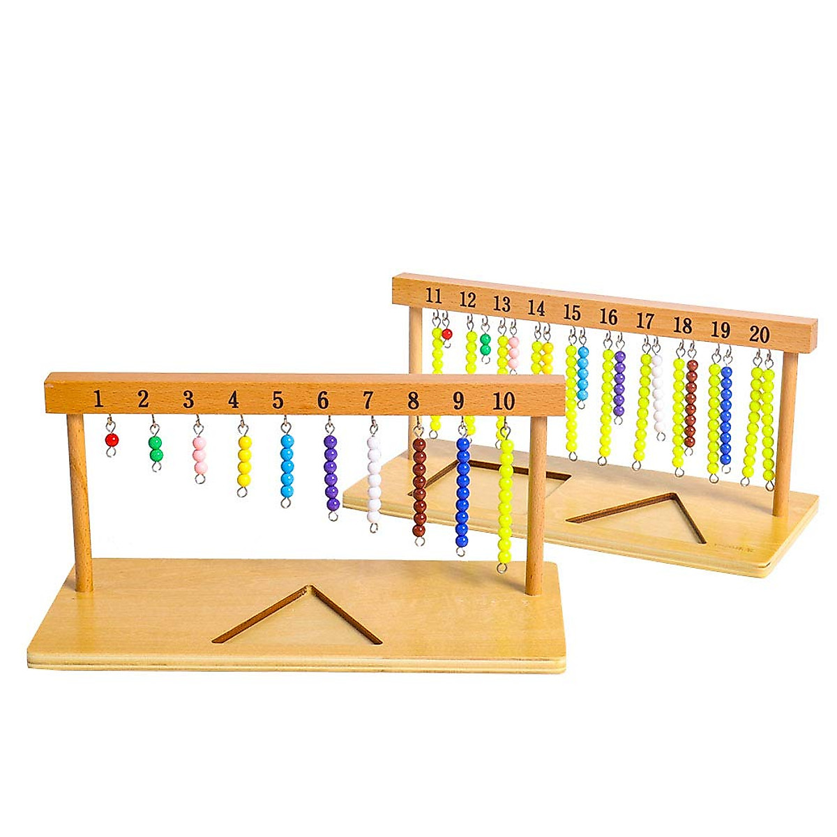 Kghios Montessori Math Toys Materials for Toddlers 1-20 Beaded Hanger Color Bead Stairs with Beads Montessori Mathematics Eductional Materials Learning Tools Preschool Toys