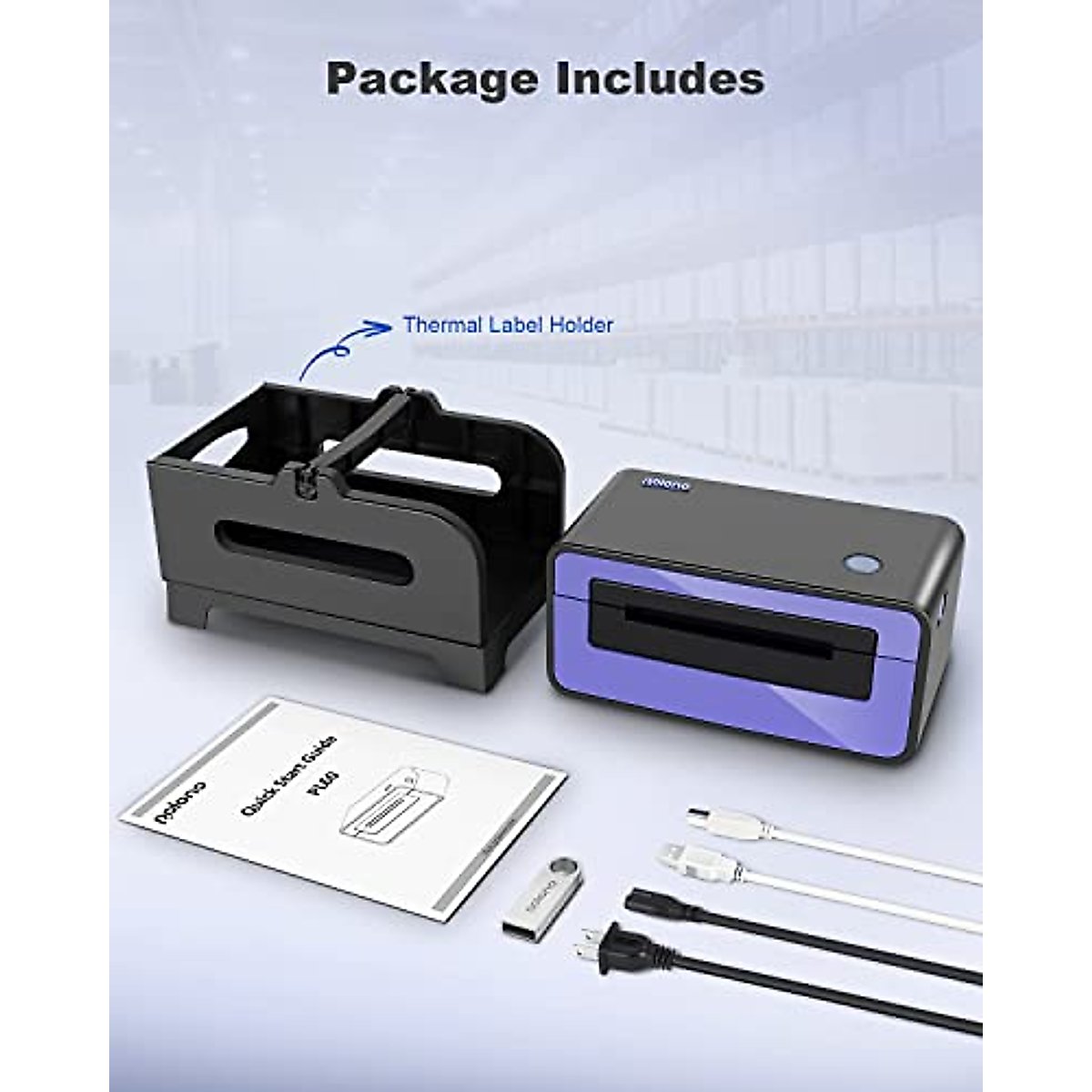 POLONO Shipping Label Printer, PL60 4x6 Label Printer for Shipping Packages, Direct Thermal Printer, Compatible with Windows, Mac, Linux, Widely Use for Shopify, Ebay, Amazon, UPS, FedEx, Etsy