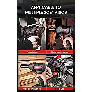 PULITUO Cordless Impact Wrench 1/2 Inch, 20V Electric Brushless Impact Driver Kit w/ 4.0A Li-ion Battery, 4 Pcs Drive Impact Sockets and 1 Hour Fast Charger, High Torque Impact Gun 300ft-lb(400N.m)