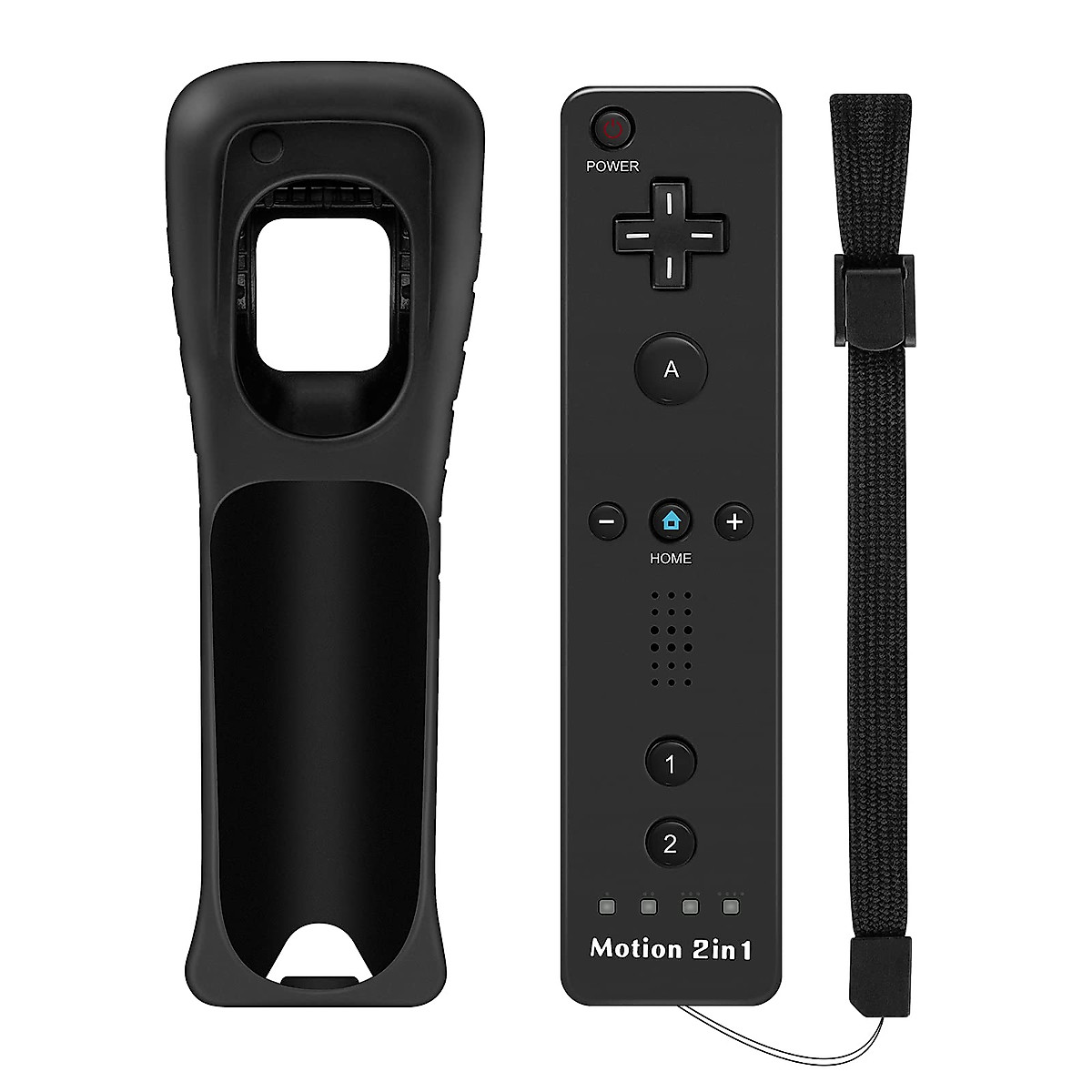 Wii Controller, 2 in 1 Wii Remote Controller with Motion Plus for Nintendo Wii and Wii U, Wireless Wii Game Controller with Silicone Case and Wrist Strap (Black)
