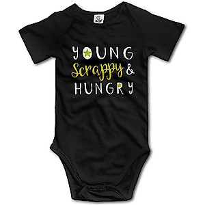 Young Scrappy and Hungry Unisex Baby Short Sleeve Cotton Bodysuits Black
