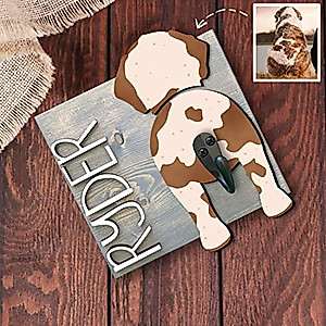 Personalized Dog Leash Holder for Wall Custom Name, Wooden Dog Butt Leash Hook, Decorative Key Rack Hooks Hanger for Entryway, Hallway, Farmhouse Dog Items Storage Organizer (1 Dog)