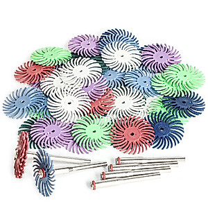 42pcs 1 Inch Radial Bristle Disc Kit with 3mm Shank for Rotary Tools,Detail Abrasive Wheel for Jewelry Wood Metal Polishing, Bristle Wheel with Grit 80-2500
