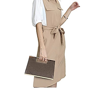 IAMUHI Womens Elegant Evening Clutch Bag Glitter Small Top Handle Tote Handbag Envelope Formal Purse with Chain,Gold