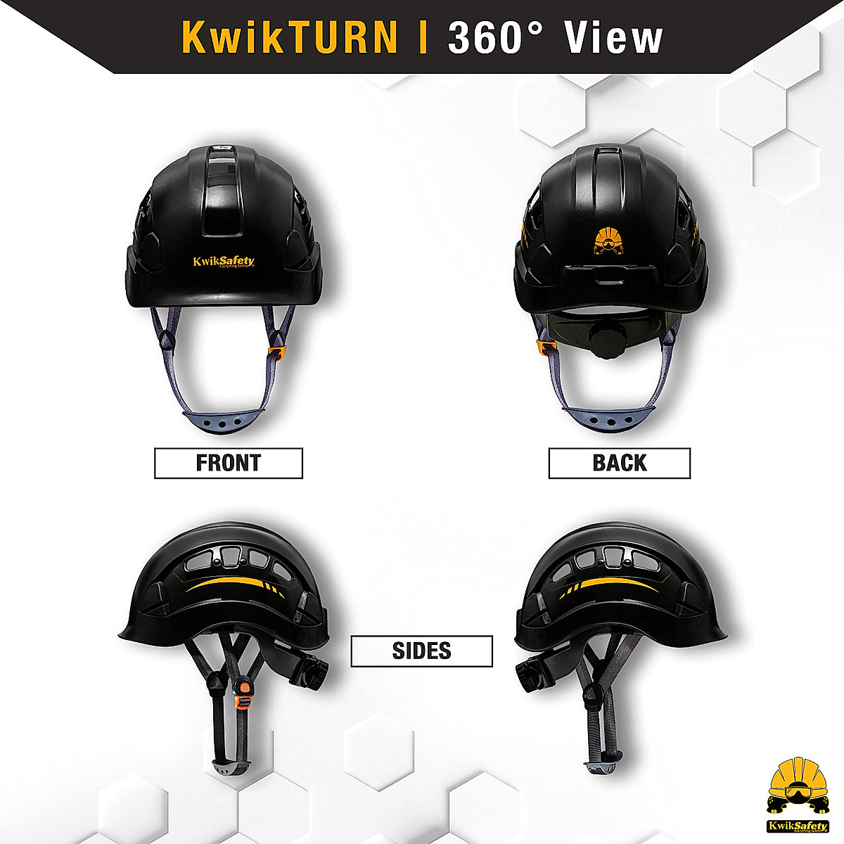 KwikSafety - Charlotte, NC - Armadillo Hard Hat [10 Cooling Vents] Type 1 Class C ANSI OSHA Hard Hats Comfortable 6 Point Suspension Safety Helmet Men Cushioned Sweatband Construction Men/Black