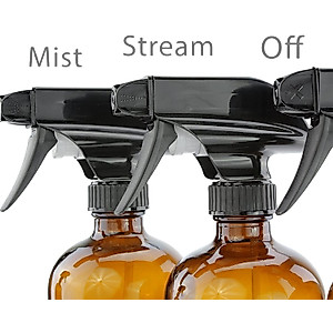Cornucopia Brands 16oz Amber Glass Spray Bottles (6-Pack), Boston Round Bottles W/Heavy Duty Mist and Stream Sprayers