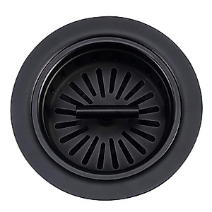 KONE Black Kitchen Sink Drain Matte Black Sink Strainer 3-1/2 Inch Drain Assembly Kit Replacement for Universal 3.5 Inch Kitchen Sink, All Stainless Steel Body with Strainer Basket and Drain Stopper