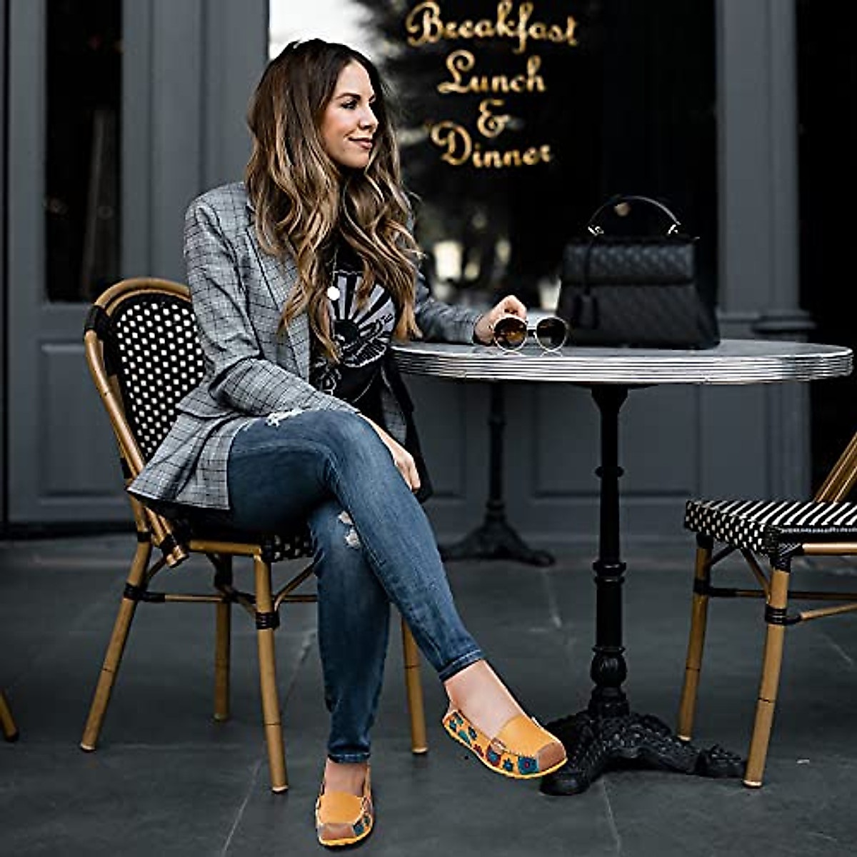 Ablanczoom Womens Loafers Flats Shoes: Women Comfortable Soft Floral Print Dress Loafer Casual Slip on Walking Driving Shoe Black