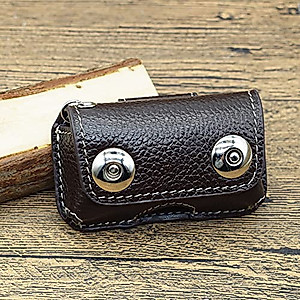 MoreChioce Men's Car Key Case, Leather Key Fob Holder with Magnetic Closure, Universal Key Chain, Coffee Brown