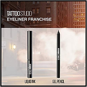 Maybelline New York Tattoo Studio Liquid Ink Eyeliner Makeup, up to 36HR Wear, Sweat Resistant, Smudge Resistant, Ink Black, 0.08 Fl.Oz