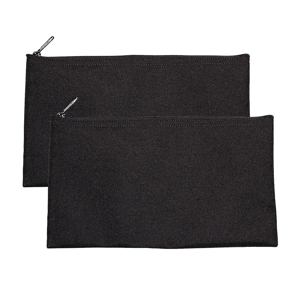 Cardinal bag supplies Multipack of 2 Compact Zipper Cloth Pouches,11 x 6 inches (Black)