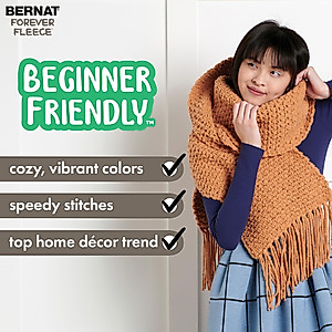 Bernat Forever Fleece White Noise Yarn - 2 Pack of 280g/9.9oz - Polyester - 6 Super Bulky - 194 Yards - Knitting/Crochet