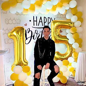 KatchOn, Giant Gold Number 15 Balloons - 40 Inch | 15 Balloons Number Gold, 15th Birthday Decorations for Boys | 15 Gold Balloon Number | Gold 15 Balloon Numbers, 15 Birthday Decorations for Girls