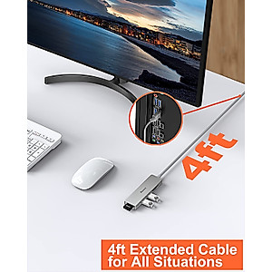 Aceele 5Gbps USB 3.0 Hub, 6 in 1 Ultra Slim Data USB Hub with 4ft Extended Long Cable, USB Multiport Hub with Micro USB Powered Port, SD/TF Card Slot Port, Compatible for PC, Laptop, MacBook