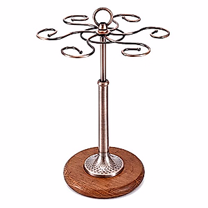 NJZYB Vintage Style Wine Glass Stemware Racks, Elegant Stemware Holder Stand with 6 Hooks, Artistic Tabletop Display, for Home, Bar Storage, Home, Restaurant,Red Copper