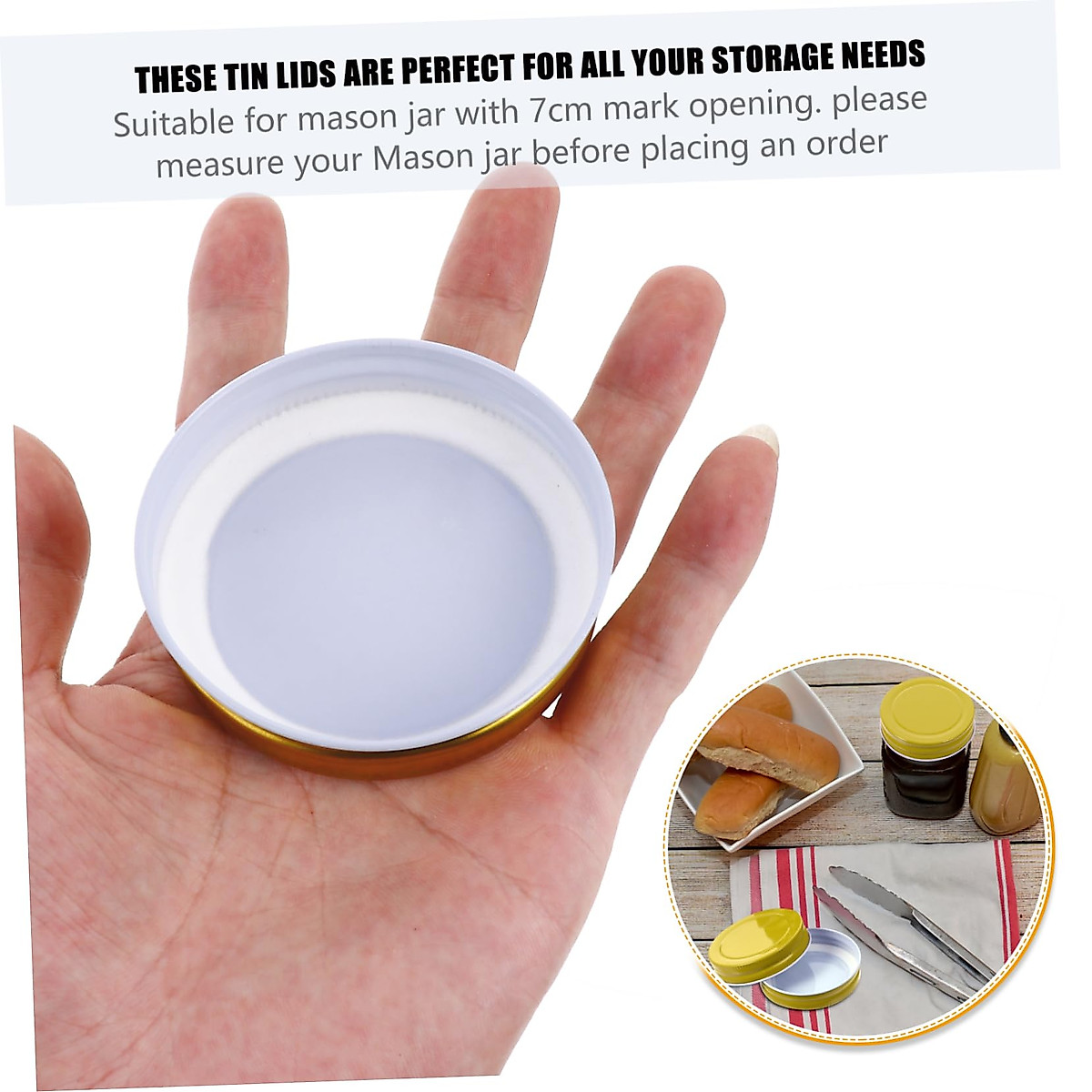 SHOWERORO 12Pcs Leakproof Tinplate Mason Jar Lids Sealing Caps for Bottles Storage Solid Covers for Canning and Preserving Fits Standard Jars