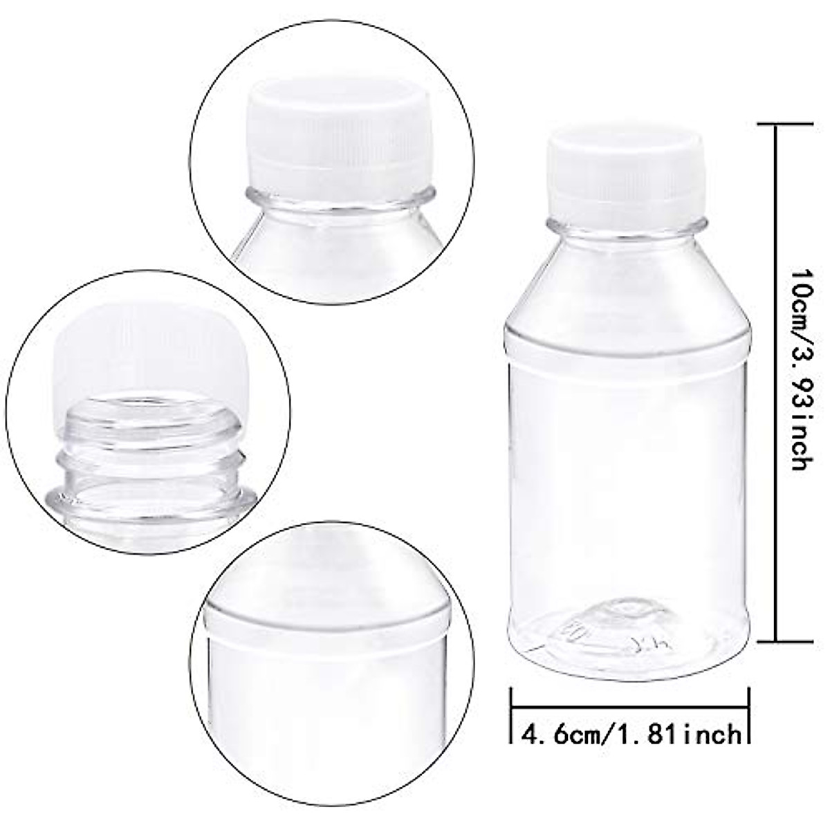Aneco 30 Pack 4 Ounce Empty Plastic Juice Bottles Reusable Drink Containers with Lids Ideal for Storing Juices, Water and Other Homemade Beverages