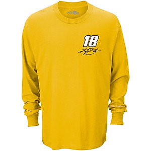Checkered Flag Sports Kyle Busch Long Sleeve Shirt for Men - NASCAR Yellow Automotive Racing Apparel 2XL