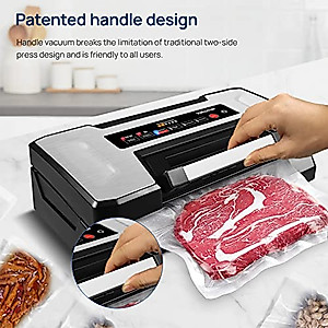 Vacuum Sealer, Vakumar 90Kpa Food Vacuum Sealer Machine Built-in Cutter & Bag Storage, Food Preservation Dry/Moist /Liquid Mode, Perfect for Liquid-Rich Foods Including Fresh Meats, Marinades, Sauces and More, Handle Locked Design