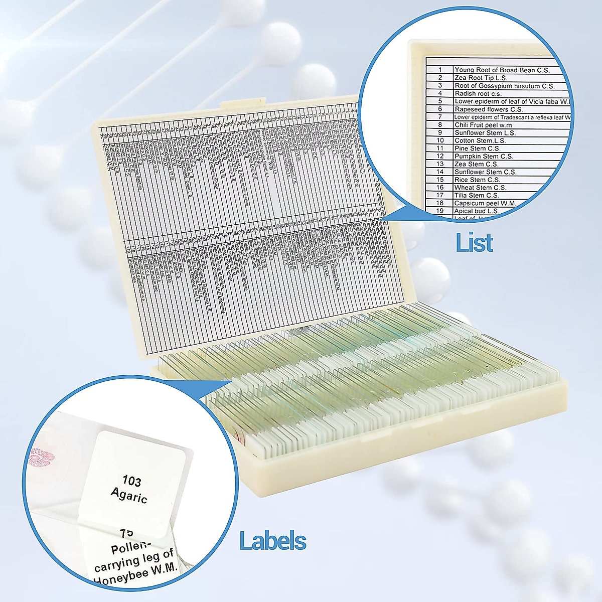 120+60 Microscope Slides with Specimens, Prepared Microscope Slides for Microbiology, Prepared Microscope Slides for Adults/Kids