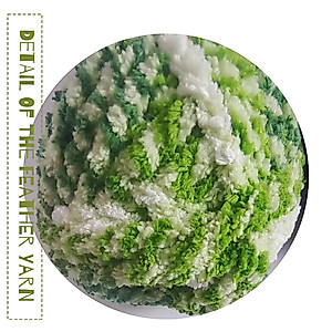 DDL&HEXI Feather Yarn,Velvet,Multi-Color 3 skeins of 100g (3.53oz*3=10.5oz)-Polyester-(96 * 3=290 Yards) (05)