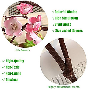 cn-Knight 3pcs Artificial Cherry Blossom Branches,37 Inch Long Stem Silk Plum Blossom with Buds,Realistic Japanese Apricot for Home Décor Centerpiece Wedding Bouquet,Pink