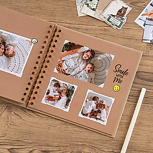 potricher 8 x 8 Inch DIY Scrapbook Album 40 Pages Hardcover Kraft Paper Scrap Book Photo Albums Memory Book for Wedding and Anniversary Family (Yellow, 8 Inch)