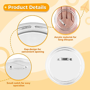 Anjetan 25 Pcs Button Badges with Pins, 3.15" Clear Button Badges, Acrylic Badge Makers for Craft Supplies, Blank Picture Button Badges Kit, Round Photo Buttons for DIY Projects