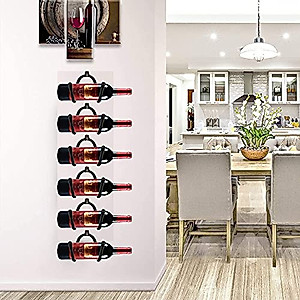 Pmsanzay Wall Mounted Wine Rack Wine Bottle Rack Holder Storage Organizer with Rubber Protection（No Scratches）- Home & Kitchen Décor - Pack of 6