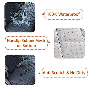 Honest Dog Car Seat Covers with Mesh Window,Dog seat Cover with Side Flap for Cars, Trucks, and Suv's - Waterproof & Nonslip Pet Seat Cover for Backseat(Black, 61”W x 51”L)